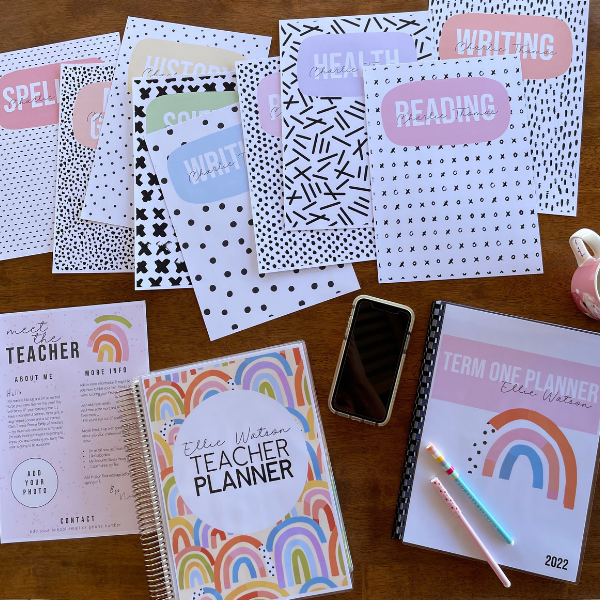 OVER THE RAINBOW Binder + Book Covers Pack - classroom HQ