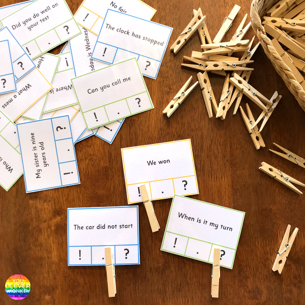 Punctuation Clip Cards - Ending Punctuation Practice - classroom HQ