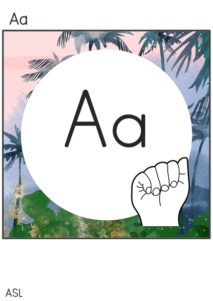 TROPICAL COAST Alphabet Posters + ASL and Auslan Posters - classroom HQ
