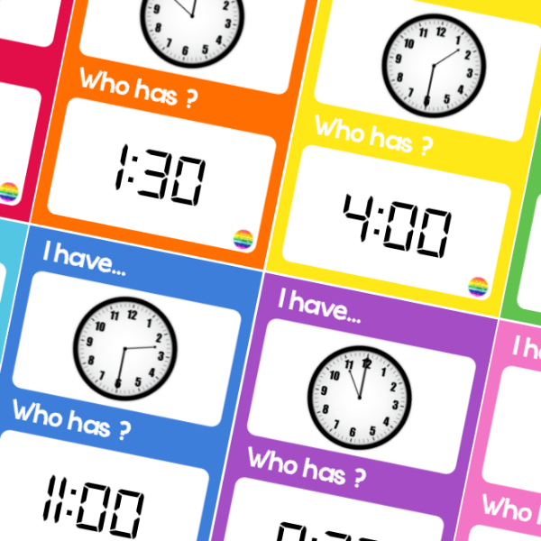 Telling Time I Have, Who Has Loop Card Game - Hour + Half Hour ...
