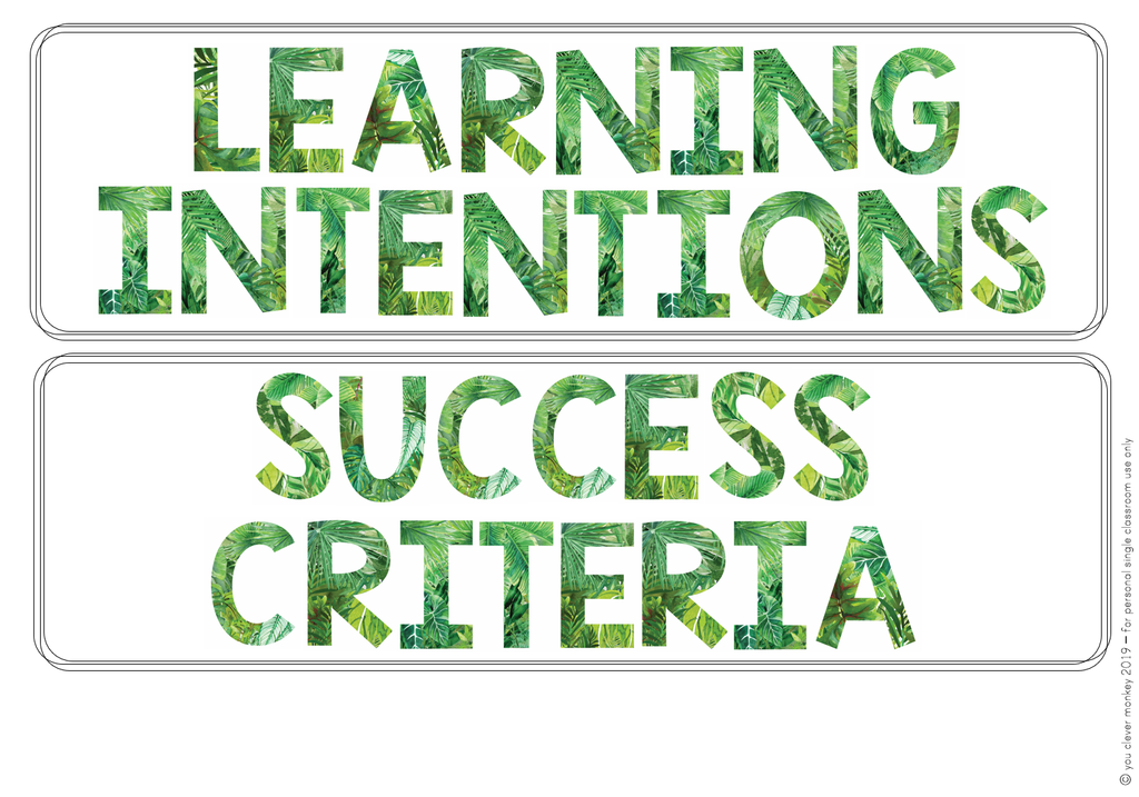 TROPICAL COAST Learning Intention + Success Criteria Pack - classroom HQ